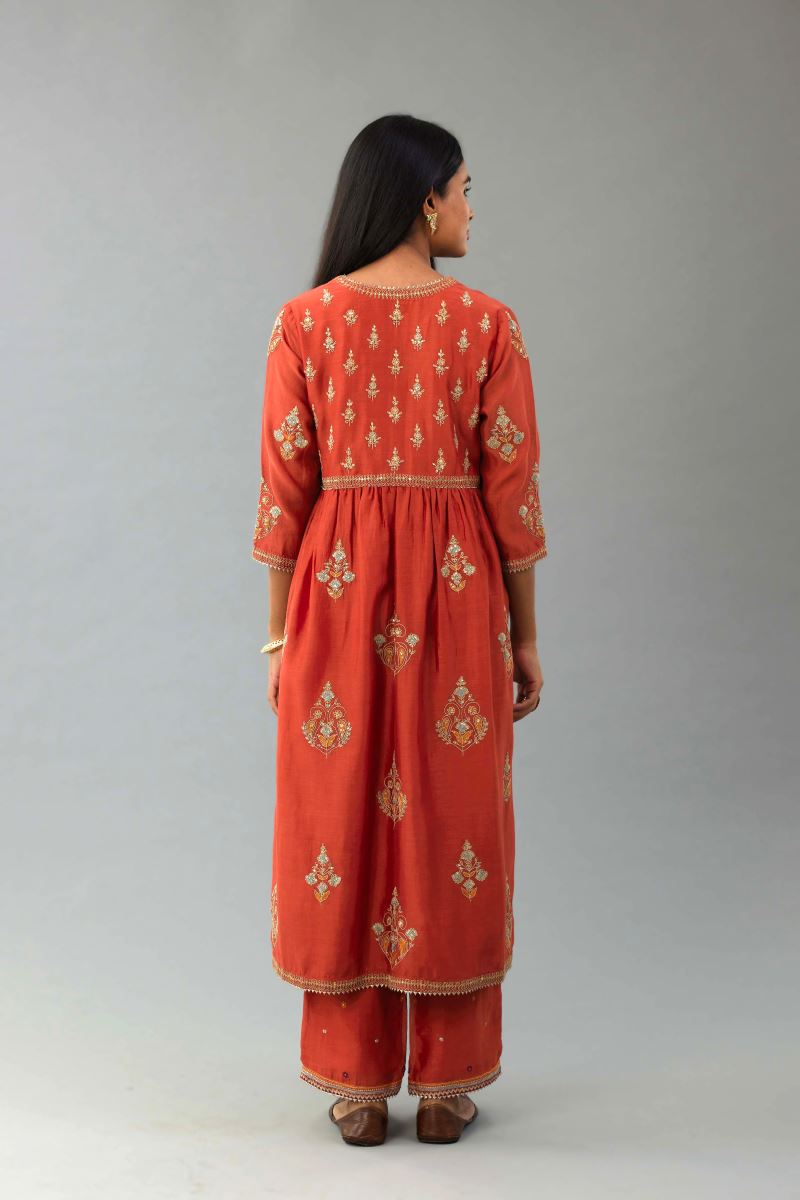 Buy - Snigdha rust kurta set | Elan Store
