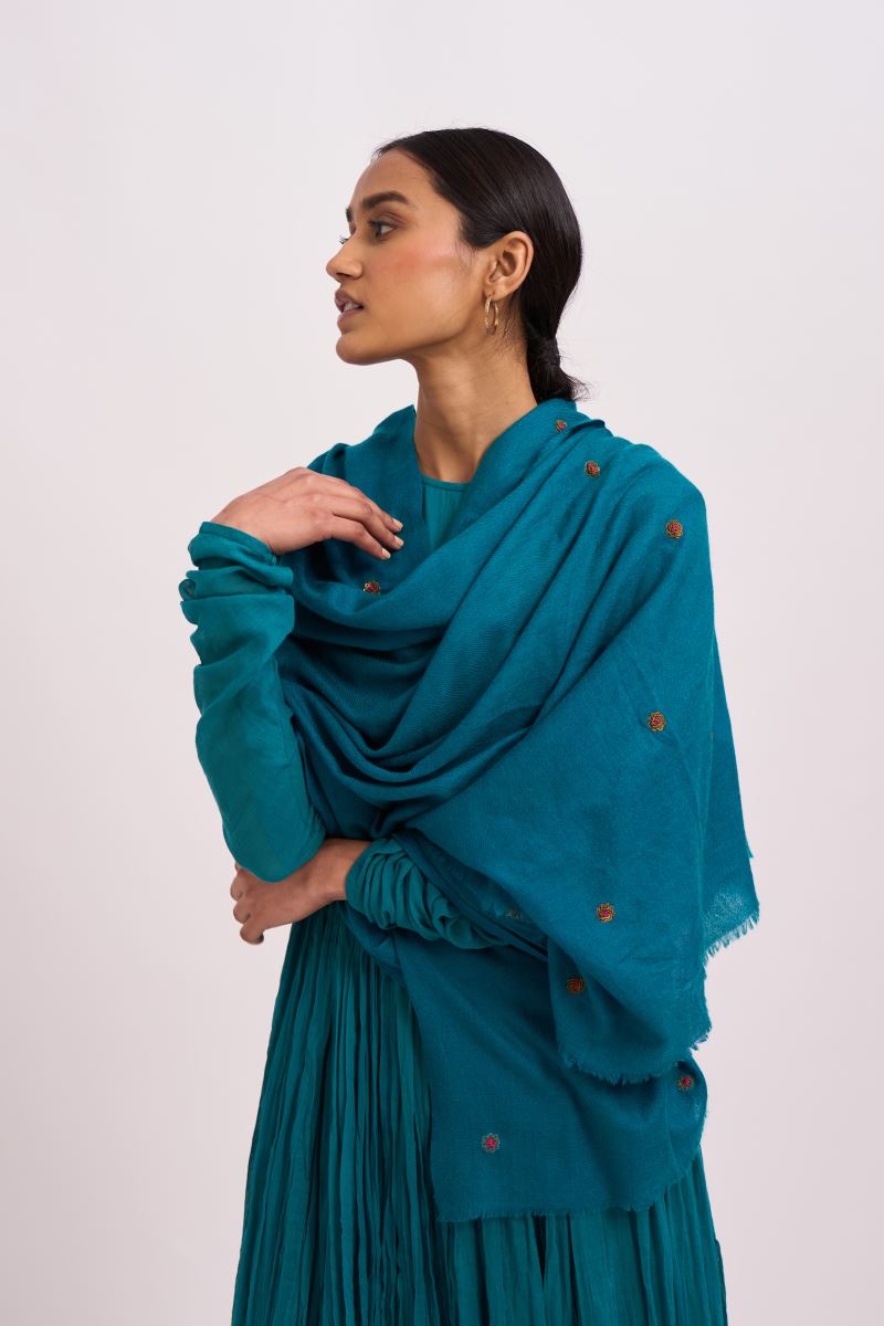 Buy - Teal shawl | Elan Store