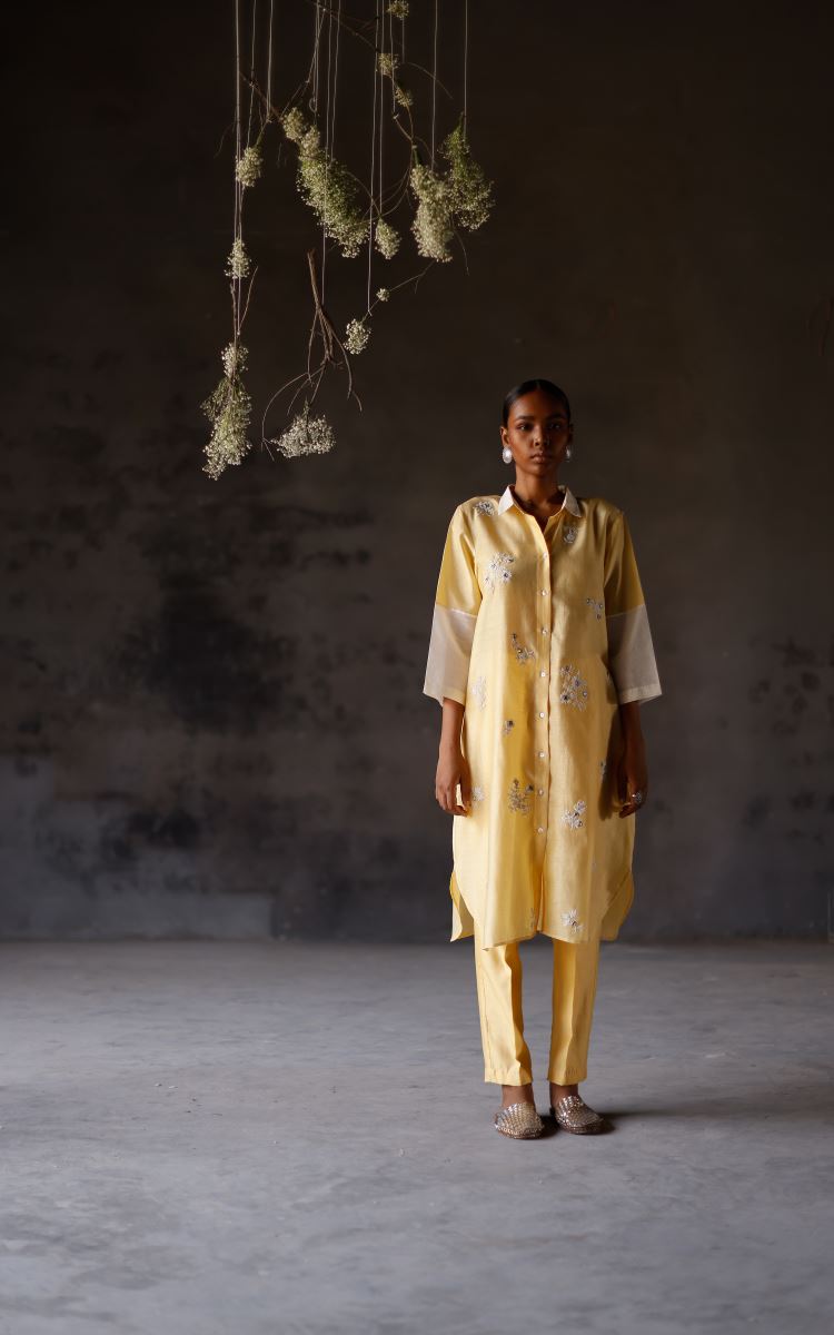 Buy - Yellow yami tunic set | Elan Store